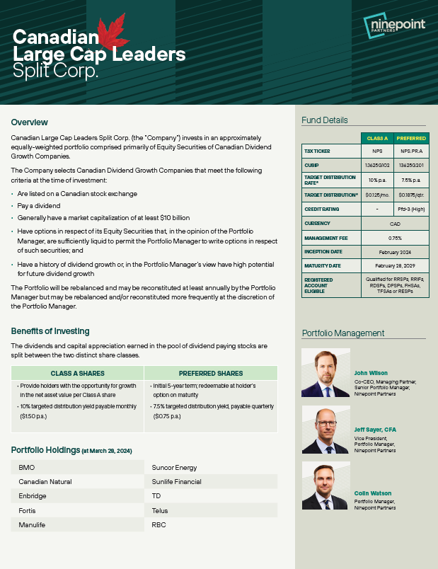 Canadian Large Cap Leaders Split Corp. | Ninepoint Partners LP